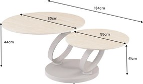 Designový konferenční stolek Danyale 80-134 cm travertin / šampaňský