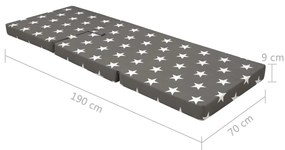 Trojdílná skládací pěnová matrace 190 x 70 x 9 cm šedá