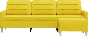3místná pohovka s podnožkou světle žlutá 210 cm textil 3278254