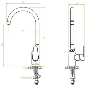 Laveo Claro, vysoká dřezová baterie s filtrem na pitnou vodu, černá matná, LAV-BAKB798D
