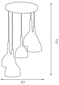 Lustr na lanku NOAK WOOD 5xE27/60W/230V