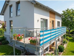 Bílo-modrá plastová balkonová zástěna 500x90 cm – Garden Pleasure