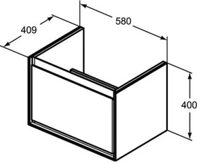 Ideal Standard Connect Air Skříňka pod umyvadlo Cube 65 cm, 58x40,9x40 cm, lesklá světlá šedá E0847EQ