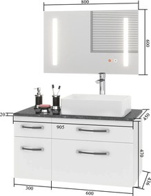 Koupelnový nábytek Belini Premium Full Version bílý lesk Euphoria  EUP P 90L/0/W/W/0/BK/MB