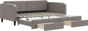 Válenda s přistýlkou a zásuvkami taupe 100 x 200 cm textil 3196860