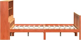 Postel s knihovnou bez matrace hnědá 150 x 200 cm masivní dřevo 3322152