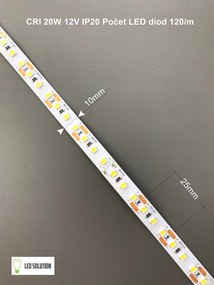 LED Solution CRI LED pásek 20W/m 12V bez krytí IP20 Barva světla: Teplá bílá 07504