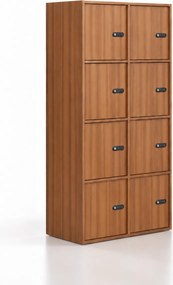 Kancelářská skříň FRAME, 8x dveře, 872 x 450 x 1735 mm, mechanický kódový zámek, ořech