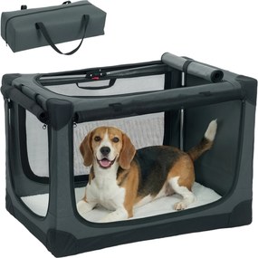 PawHut skládací měkká přepravka pro psy a kočky — cestovní box s polštářkem, pratelným potahem, prodyšný 600D Oxford, 76 × 54 × 54 cm, zelená | Aosom