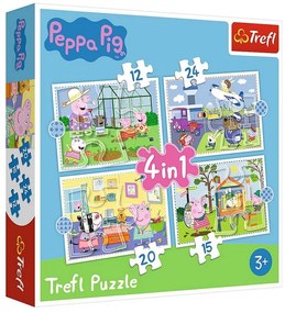 MR Dětské puzzle 4 v 1 - Prasátko Peppa - Peppa pig