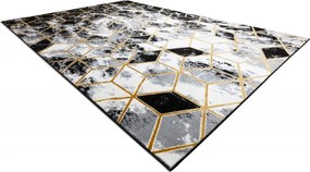 Kusový koberec Gloss 409A 82 3D cubes black/gold/grey, 80x150, čiernobiela, kancelária, Dywany Łuszczów