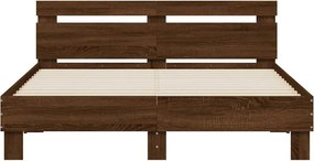 Rám postele s čelem a LED osvětlením hnědý dub 140 x 200 cm 3207552