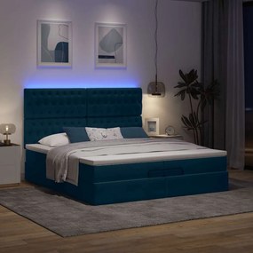 osmanská postel s matracemi a LED diodami tmavě modrá 200x200cm 3314418