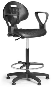 Pracovní židle PUR - permanentní kontakt, kluzáky, černá