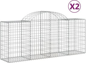 Klenuté gabionové koše 2 ks 200x50x80/100 cm pozinkované železo 3146299