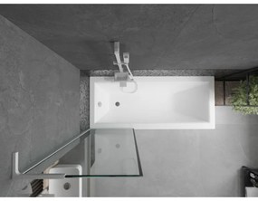 Mexen Next L, 1-křídlová vanová zástěna 60 x 150 cm, 6mm čiré sklo-černý vzor, ​​bílý profil, 895-060-000-03-70-20