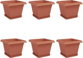 Květináče 6 ks Cihlově červená Plast 3403293