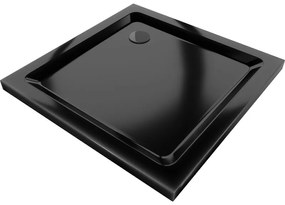 Mexen Flat čtvercová vanička do sprchového kout slim 100 x 100 cm, Černá, sifon Černá - 40701010B