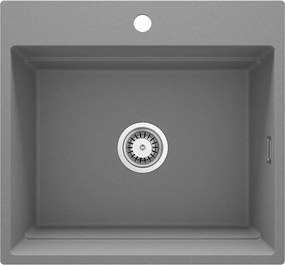 Deante Magnetic, 1-komorový granitový dřez 560x520x220mm, šedá metalíza, DEA-ZRM_S10A