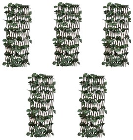 Vrbový trelážový plot 5 ks s umělými listy 180 x 60 cm
