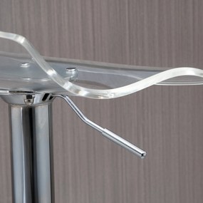 HOMCOM Sada 2 barových židlí moderního designu s akrylovým sedákem a kovovou základnou - 360° otáčení - výškově nastavitelné s opěrkou na nohy - průhl