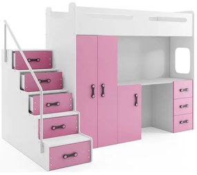 Dětská patrová postel MAX IV 80x200 cm - bílá Ružové