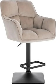 LuxuryForm DESIGN Barová židle AMALFI VELUR na černé hranaté podstavě - latte