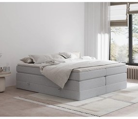 Světle šedá boxspring postel s úložným prostorem/bez čela 140x200 cm Juniper – Maison de Rêve