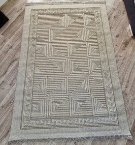 HU Moderní béžový koberec Boho 874-B s kostkovaným vzorem Rozměr: 60x100 cm
