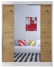 Šatní skříň CAMINO II šířka 150 cm - bílá/dub artisan