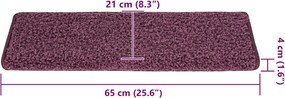 vidaXL Marketos Schodové rohože 15 ks 65 x 21 x 4 cm tmavě fialové s obdélníkovým okrajem