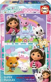 EDUCA Dřevěné puzzle Gábinin kouzelný domek / 2x50 dílků
