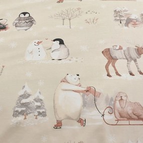Béžové povlečení na jednolůžko z mikroplyše 135x200 cm Winter Friends – Catherine Lansfield