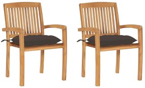 Zahradní židle 2 ks taupe podušky masivní teak 3063275