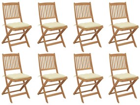 Skládací venkovní židle s poduškami 8 ks masivní akáciové dřevo,  3075130