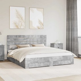 Rám postele s čelo Betonově šedá 200 x 200 cm Kompozitní dřevo 3411611