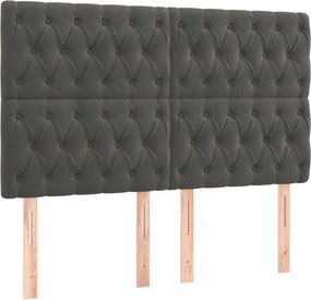 Box spring postel s matrací a LED tmavě šedá 140x200 cm samet 3136306