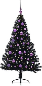 Umělý osvětlený vánoční stromeček Černá 150 cm PVC 3397134