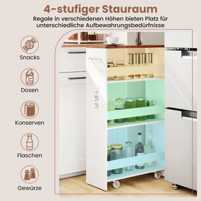 Costway 20 cm tenký úložný vozík s nabíjecí stanicí 4patrový