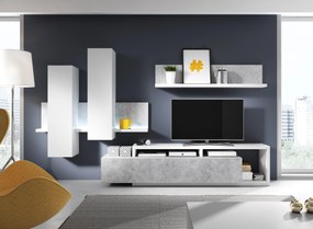 HELVETIA Moderní obývací stěna BOTA Barevné provedení BOTA: Bílá / Stříbrnošedá