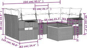 7dílná zahradní sedací souprava s poduškami béžová polyratan 3256793