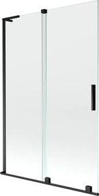 Mexen Velar L, 2-křídlová posuvná vanová zástěna 120 x 150 cm, 8mm čiré sklo, černá matná, 896-120-003-01-70