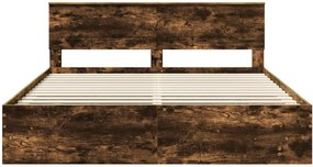 Rám postele s čelo Kouřový dub 200 x 200 cm Kompozitní dřevo 3408820
