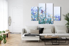 Vícedílný obraz Motýl A Divoké Květiny Nedostatek Nedostatek Plátno Canvas 200x150