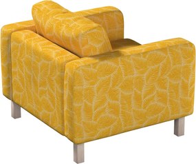 Potah na křeslo IKEA Karlstad, krátký barva žlutá látka pletený vzor, vzorované