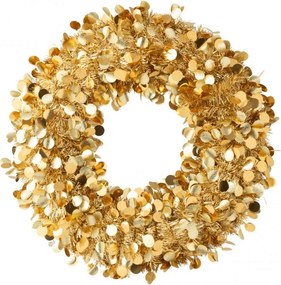 Zlatý lesklý vánoční věnec Sparkling L – 60*60*6 cm