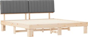 Rám postele s čalouněným čelem s čelo Světle šedá 200 x 200 cm 3398094