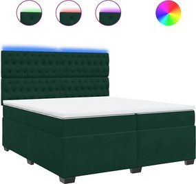 Box spring postel s matrací tmavě zelená 200x200 cm samet 3293311