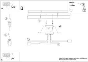Stropní svítidlo Vector 4, bílé tělo svítidla