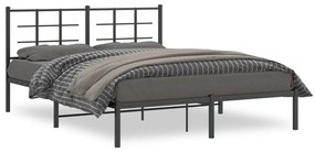 Kovový rám postele s čelem černý 150 x 200 cm
